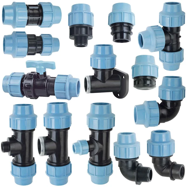 PP FITTING VERSCHRAUBUNG Klemmverbinder PE Rohr PVC Kunststoff 20 25 32 40 50 mm EUR 2,21 ...