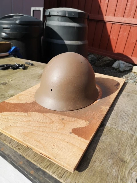 WWII WW2 JAPANESE Type 90 helmet orig shell large with shrapnel hole ...