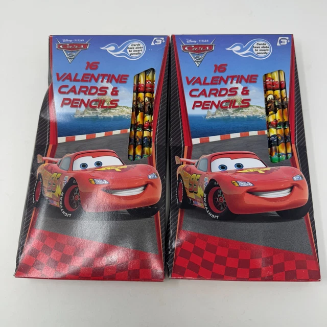 32 DISNEY AND Pixar Cars Valentine Cards w/ Pencils For Kids School $14 ...