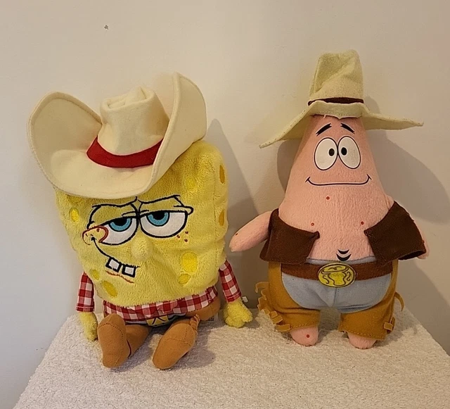 VIACOM SPONGEBOB SQUAREPANTS Plush 2008 Cowboy Spongebob & Patrick Soft ...