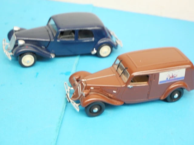 -1/43-SOLIDO + NOREV-LOT X 2 Vehicules-Citroen Traction 15+11Bl Fourgonnette- EUR 10,00 ...
