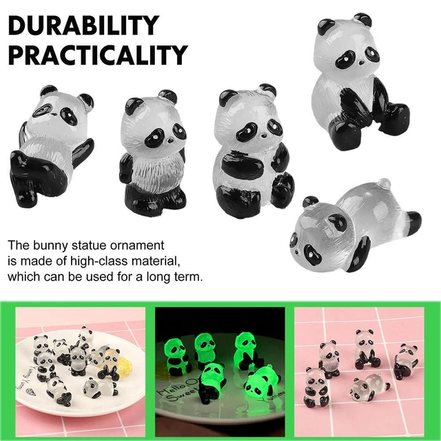 CUTE MINI LUMINOUS 3D Panda Resin Crafts Glow In The Tiny Dark Micro ...