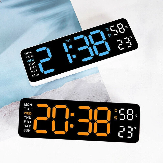 LED DIGITAL LARGE Display Wall Desk Alarm Clock With Calendar ...