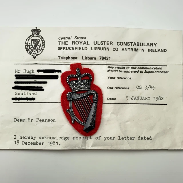 ROYAL ULSTER CONSTABULARY RUC Police Irish Cap Badge & PROVENANCE - The ...