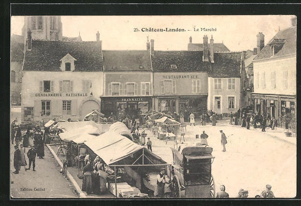 CPA CHATEAU-LANDON, LE Marché 1915 EUR 7,00 - PicClick FR