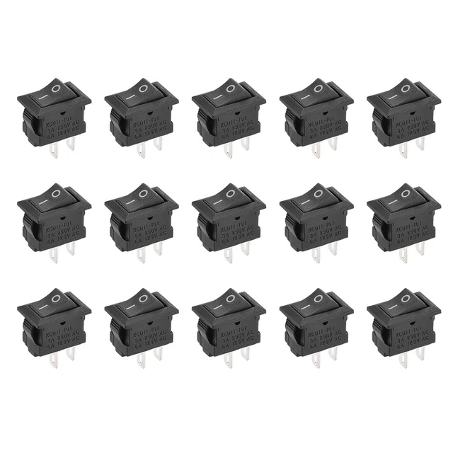 MINI BOAT ROCKER Switch Black Toggle Switch 2pin ON/OFF AC 250V/3A 125V ...