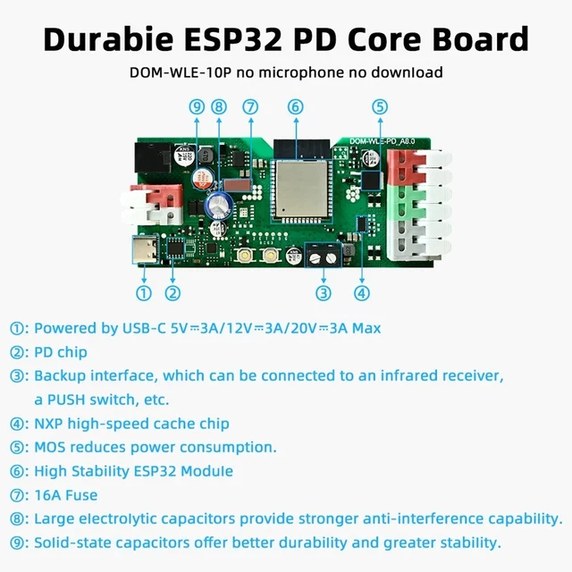 ESP32 WLED CONTROLLER - Dual PSU (PD and 5-24V DC), 16A Fuse for ...