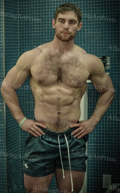 MALE MODEL PRINT Muscular Handsome Shirtless Beefcake Hunk Hairy Hot ...