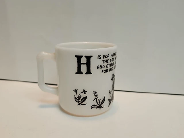 VINTAGE HAZEL ATLAS Childs Alphabet "H" Horse-Milk Glass Cup $10.39 ...