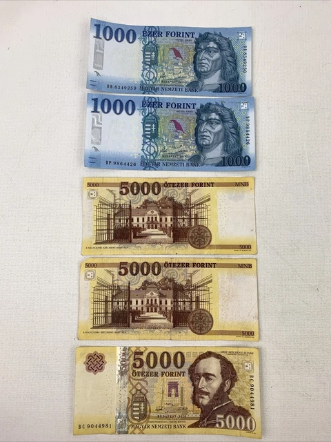 UNC HUNGARY 5000 Forint Banknote 1000 Old Notes Banknotes Holiday Money ...