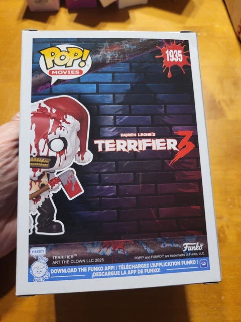 FUNKO POP MOVIES Terrifier 3 ART THE CLOWN BLOODY AXE # 1935 HOT TOPIC ...