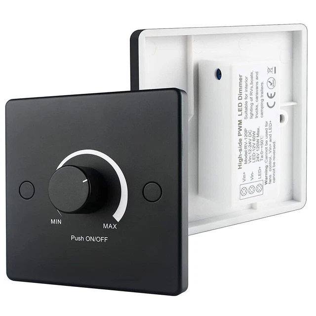 BLACK LED DIMMER Switch Flame-Retardant ABS Rotary Control Dimmer Home ...