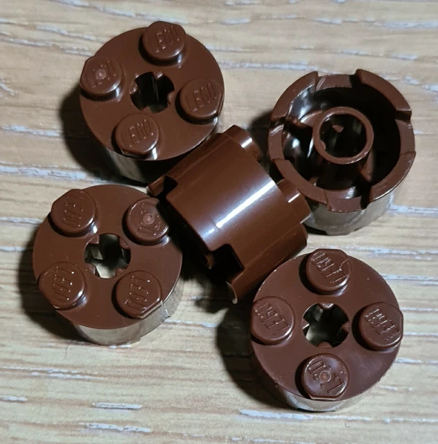 5 X GENUINE LEGO brown round brick with axel hole (2x2) part 3941 £2.99 ...