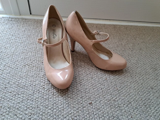LADIES MARY JANE shoes size 5 beige M&Co heel £4.91 - PicClick UK