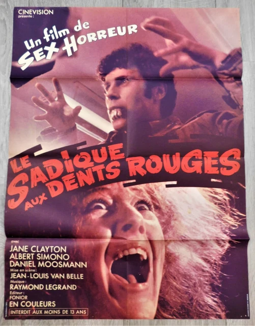 LE SADIQUE AUX Dents Rouges Affiche ORIGINALE 60x80cm *23" 32" 1971 Van ...
