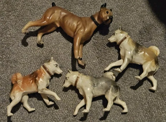 ACTION MAN VINTAGE 3 Huskys And Guard Dog Brutus The Boxer - Used £15. ...