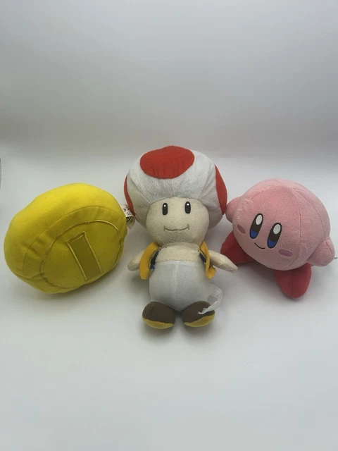 NINTENDO PLUSH BUNDLE - Toad, Mario Coin And Kirby (Official, Set Of 3 ...