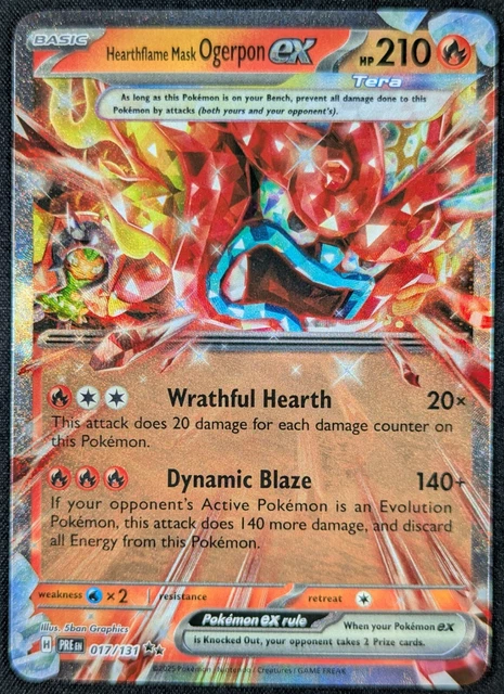 HEARTHFLAME OGERPON EX 2025 Prismatic Double Rare Holo Pokemon Card 017 ...