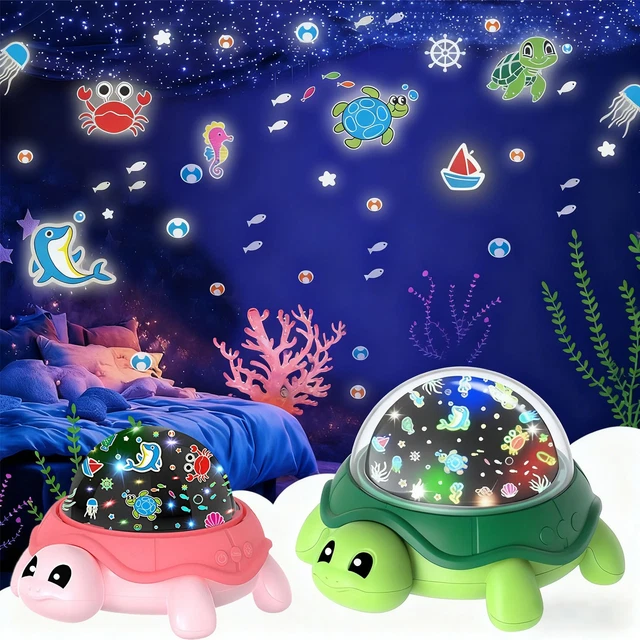 TURTLE PROJECTOR OCEAN Star Theme Night Light 360° Silent Projection ...