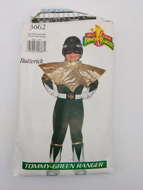 POWER RANGERS SEWING Pattern Green Ranger 1994 VTG Butterick Sizes 2-14 ...
