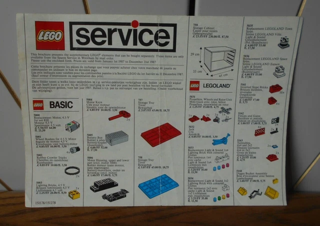 VINTAGE BROCHURE 1987 leaflet, catalogue LEGO SERVICE Legoland, Basic, Technic £3.49 - PicClick UK