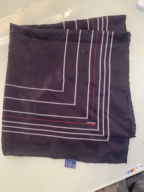 A HAND STITCHED Navy Blue 30” Square 100% Silk Scarf For BA Concorde ...