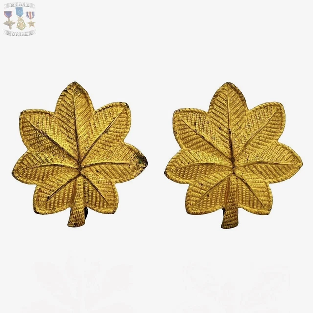 WW2 US ARMY AIR CORPS MAJOR OFFICER RANK OAK LEAF INSIGNIA 1-1/8” x 1-1 ...