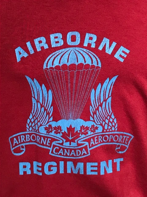 VINTAGE 1980S 1990S Canadian Airborne Regiment Paratrooper Maroon T ...