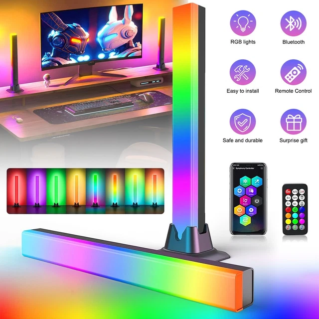 2X RGB LED Light Bars Color Changing TV Backlight Ambient Lamp Game ...