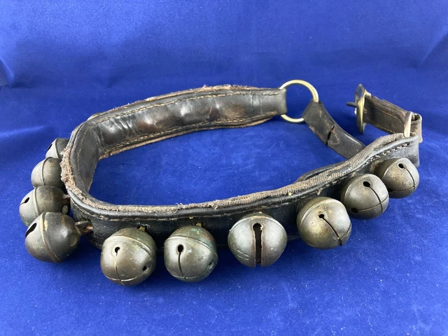 ANTIQUE VICTORIAN HEAVY Horse Harness 15 Crotal Rumbler Sleigh Bells ...