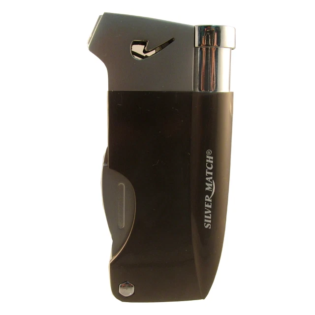 NEW SILVER MATCH Pipe Lighter with Pipe Tool - Gunmetal £9.95 - PicClick UK