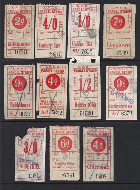 LONDON NORTH EAST Railway selection of Parcel stamps used to 4/- £56.00 ...