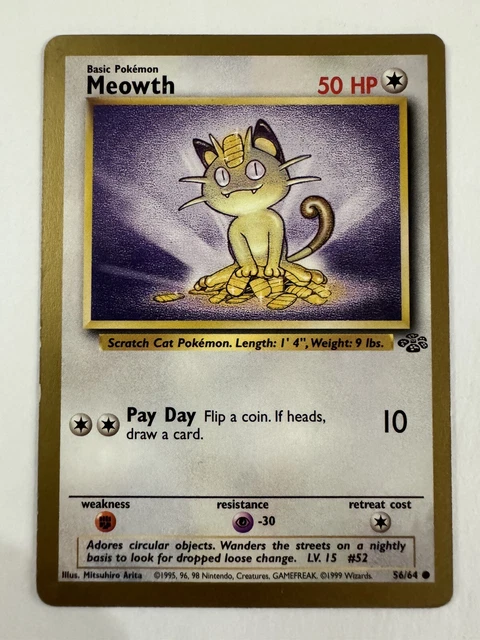 POKÉMONKARTE - MEOWTH Goldrand - WOTC Obstschleife Promo LP 56/64 EUR ...