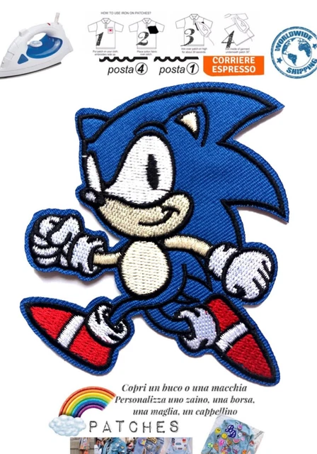 PATCH SONIC THE Hedgehog toppa termoadesiva porcospino blu iron on ...