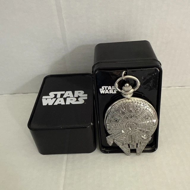 DISNEY STARS WARS millennium falcon Spaceship pocket watch NEW with tin ...