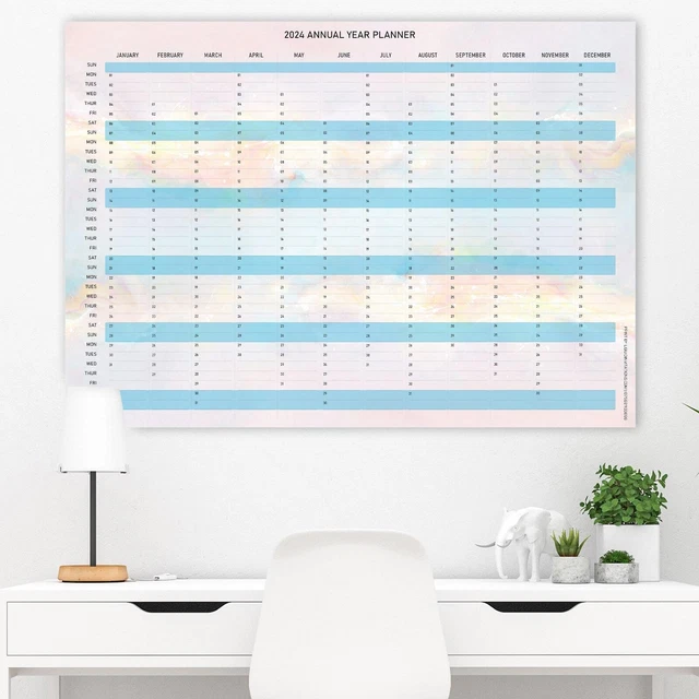 YEAR PLANNER CALENDAR 2024 Annual Large Wall Poster A0 A1 A2 A3 A4 2024 ...