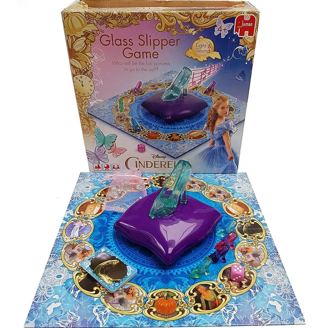 DISNEY CINDERELLA GLASS Slipper Board Game Princess Light Sound Jumbo ...