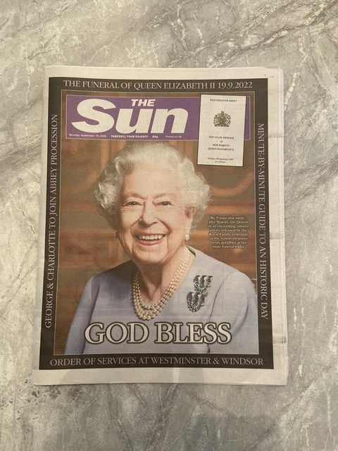 THE SUN NEWSPAPER 19th September 2022 Queen Elizabeth II God Bless $19. ...