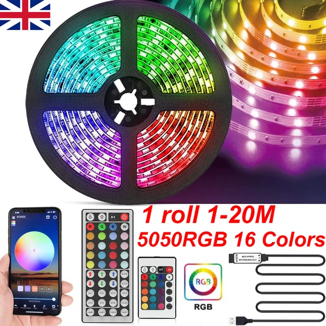 1-20M LED STRIP Lights 5050 RGB Colour Changing Tape Cabinet Kitchen TV ...
