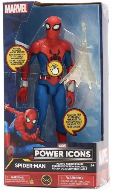 DISNEY STORE MARVEL Power Icons Spider-Man Talking Action Figure - NEW ...