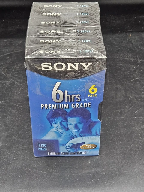 BLANK VHS TAPES Sony T-120 6 HR Pack of 6 Premium Grade NEW SEALED £36. ...