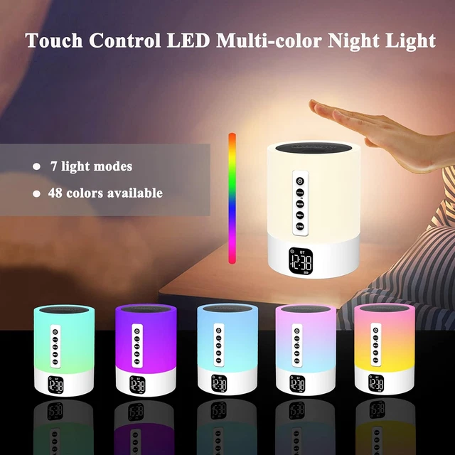 NIGHT LIGHT BLUETOOTH Speaker, White Noise Machine, Touch Bedside Lamp ...