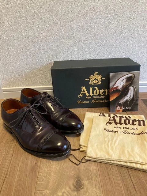ALDEN BURGUNDY SHELL Cordovan Cap Toe Shoes 8D Men's Business Leather £ ...