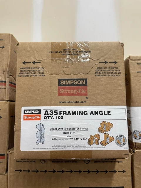 SIMPSON STRONG TIE A35 Framing Angle. (100 count each box) £54.51 ...