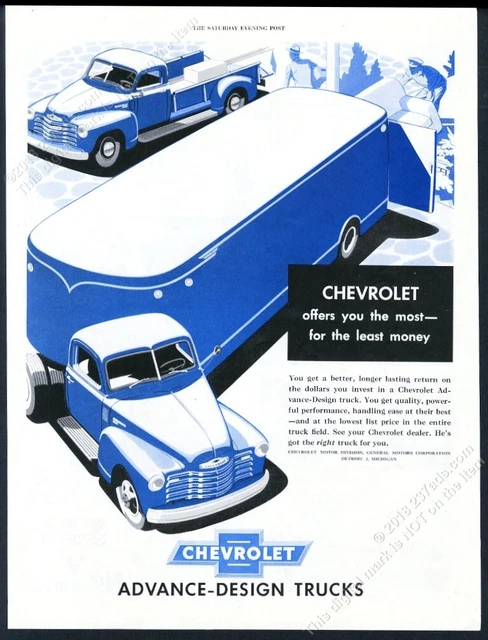 1950 CHEVY STEPSIDE pickup semi truck Chevrolet vintage print ad $29.97 ...