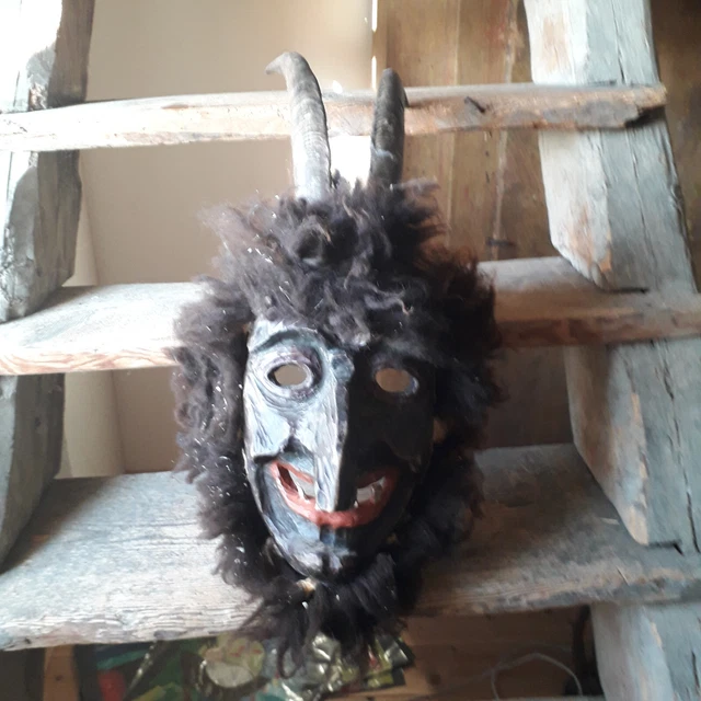 ALTE KRAMPUSMASKE PERCHTENMASKE teufelsmaske perchten larve kramp EUR ...