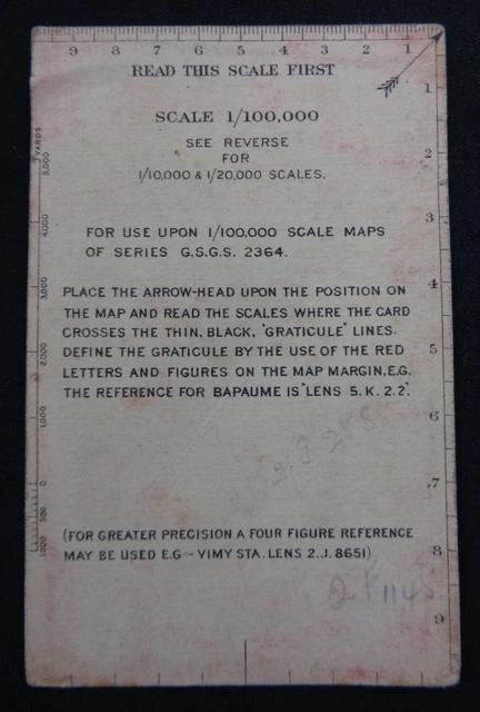 WW1 BRITISH ARMY TRENCH MAP 'COORDINATES READER' (For THREE Different ...