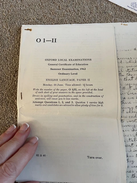 GCE ORDINARY LEVEL Exam English Language Paper II Summer 1962 with ...