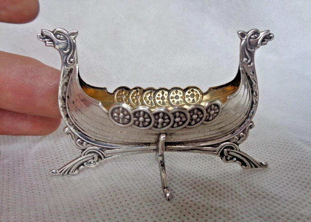 ANTIQUE NORWEGIAN SOLID Silver Viking Long Boat Salt Cellar / Dish £57. ...