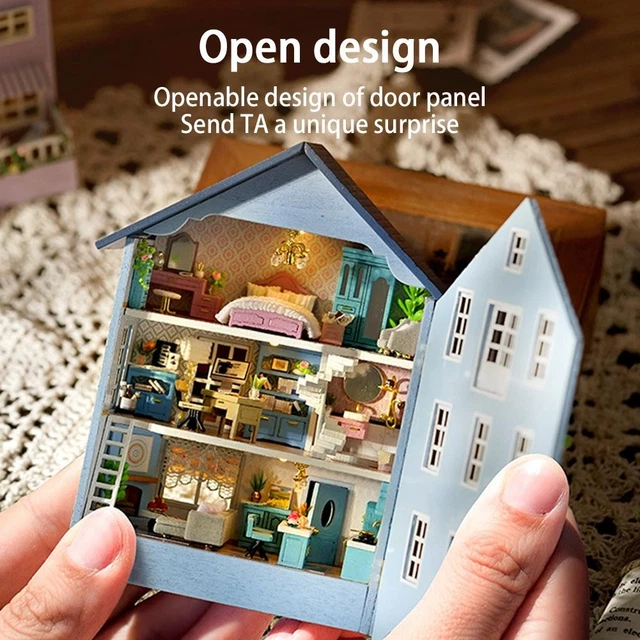 DIY MINIATURE WOODEN Furniture Kit With Light' D3P7 S8O4 / ANX £14.08 ...